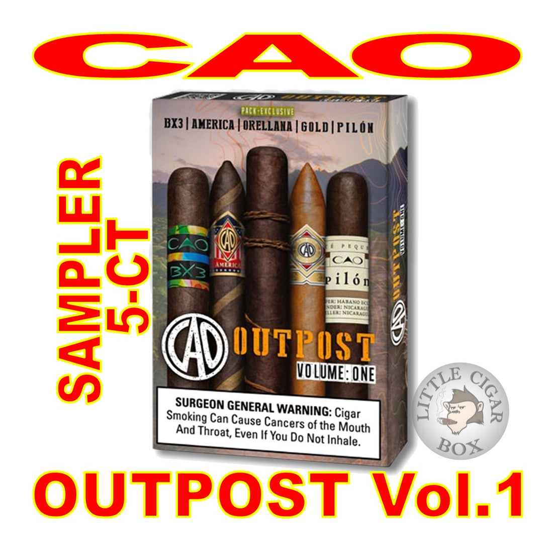 CAO OUTPOST VOLUME ONE 5-CT CIGAR SAMPLER – www.LittleCigarBox.com