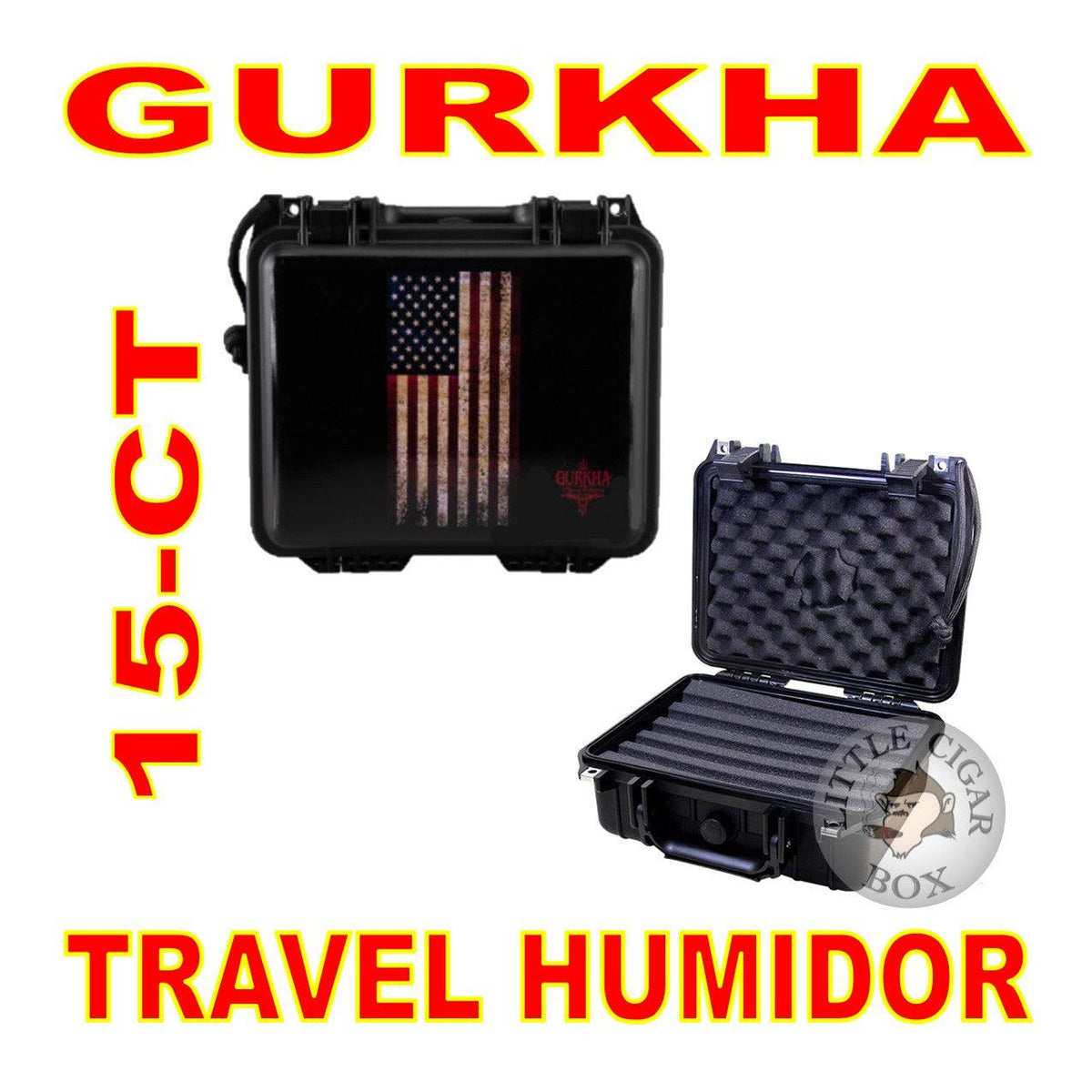 GURKHA 15-CT TRAVEL HUMIDOR - AMERICAN FLAG – www.LittleCigarBox.com